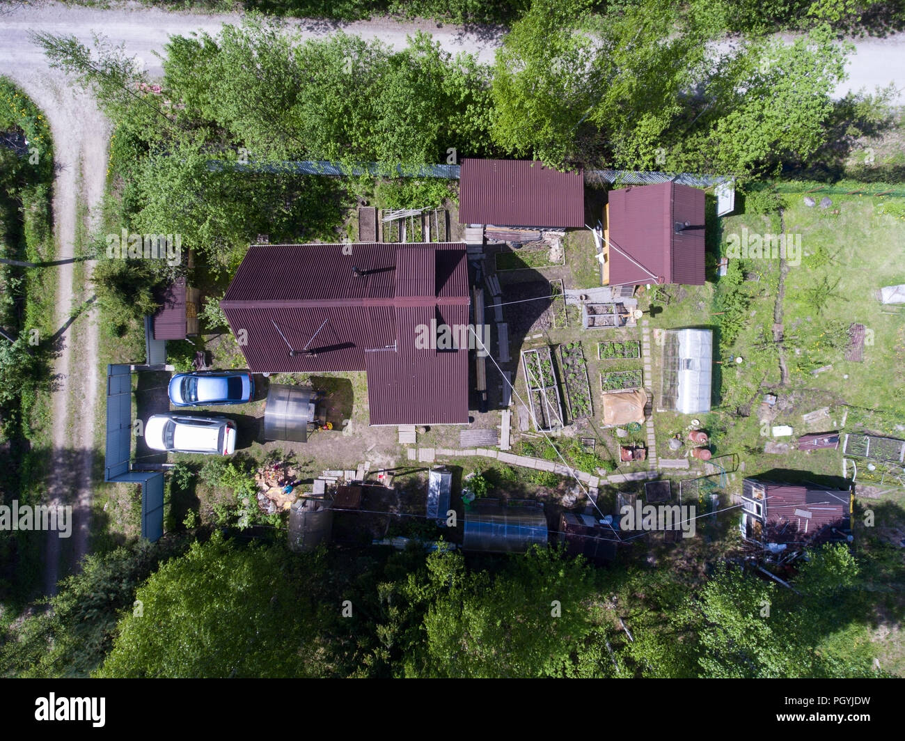 Aerial view old barns hi-res stock photography and images - Alamy