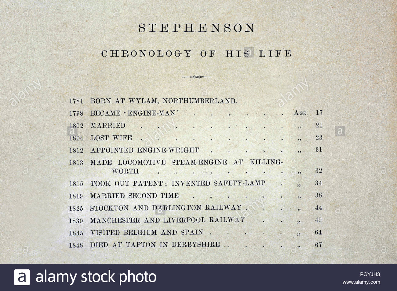George Stephenson chronology of his life, 1781 – 1848 was an English ...