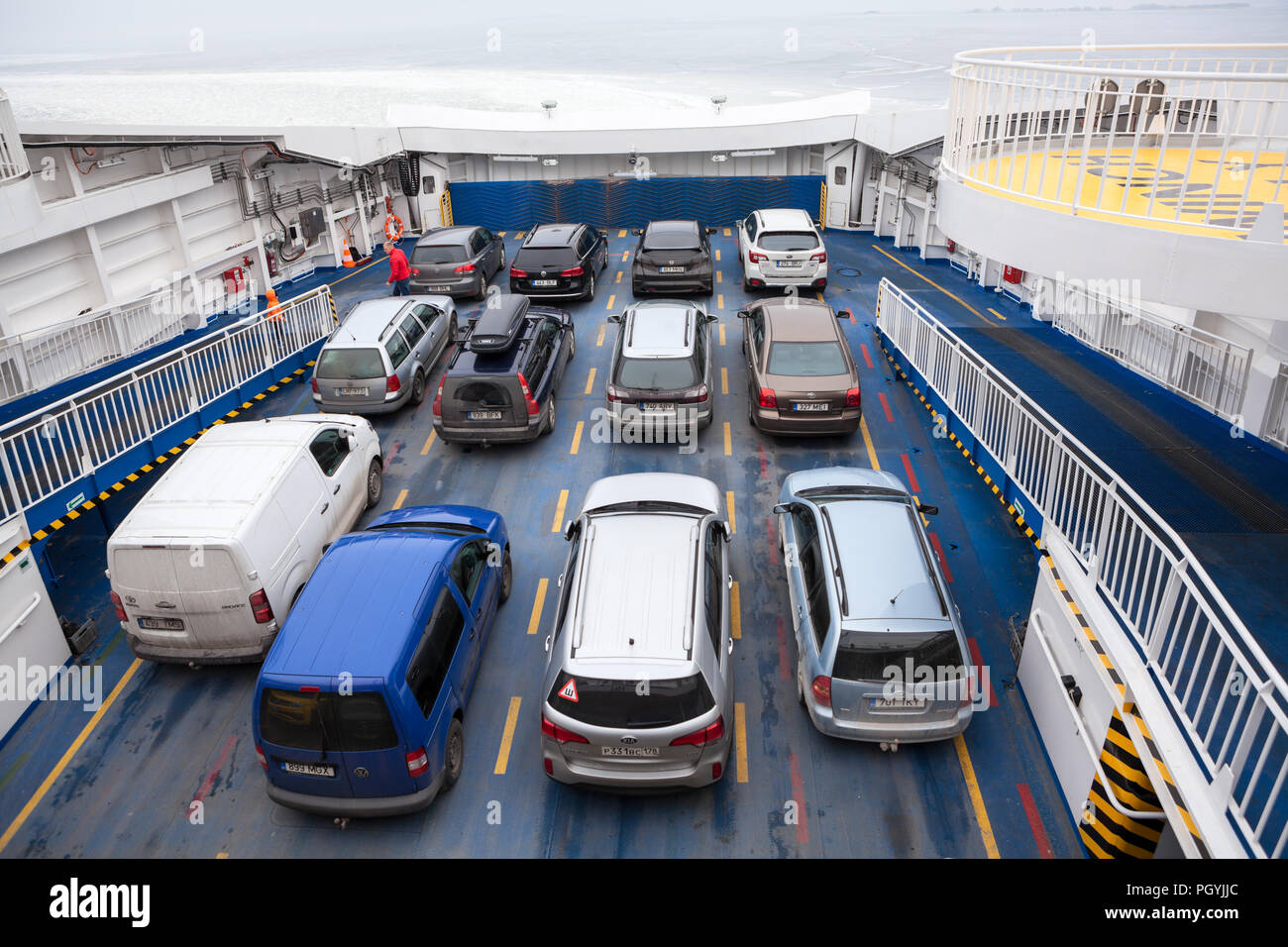 ESTONIA, EUROPA - CIRCA MAR, 2018: Vehicular passenger ship passes from ...