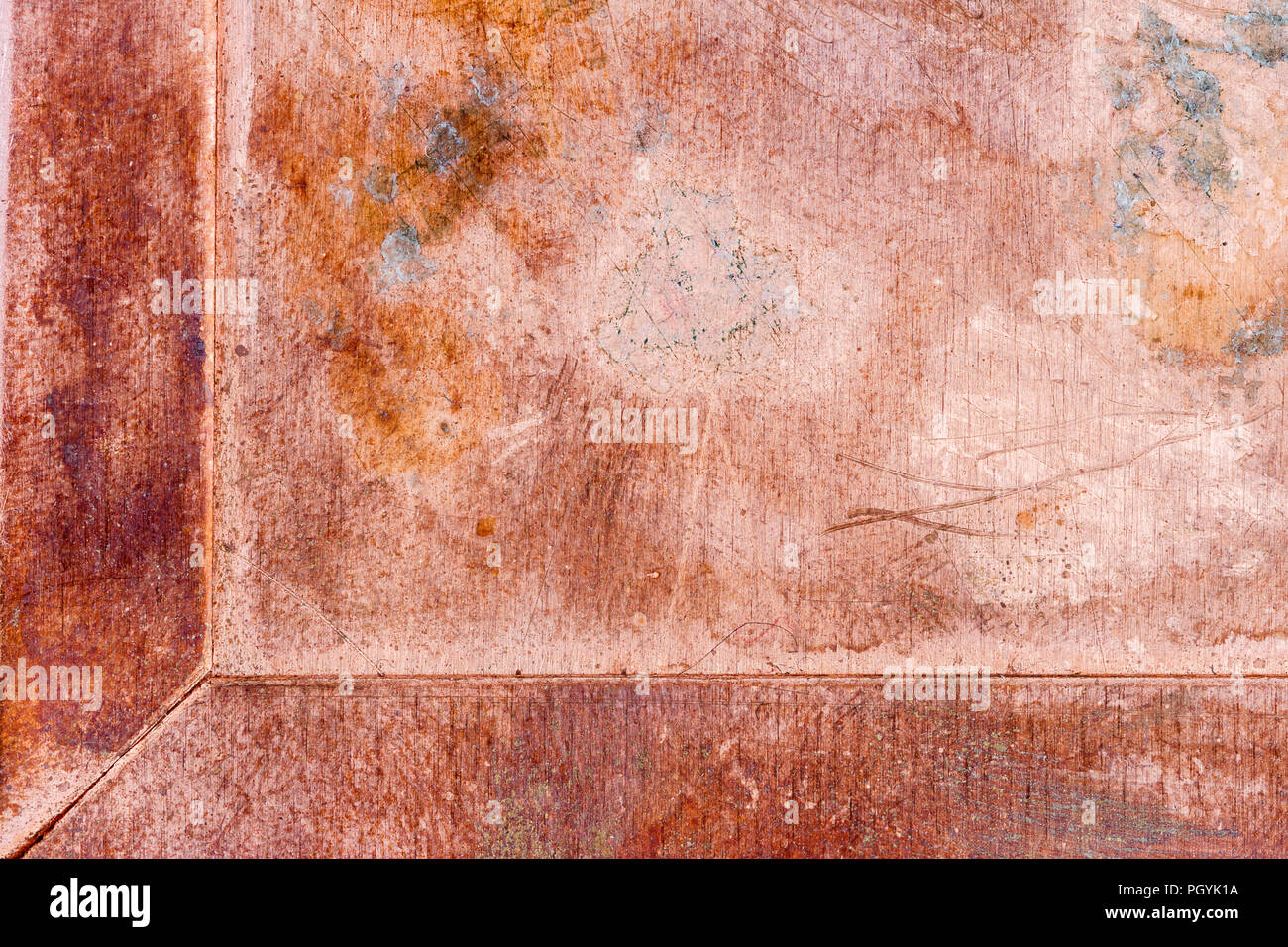 Scratched dirty dusty copper plate texture, old metal background ...