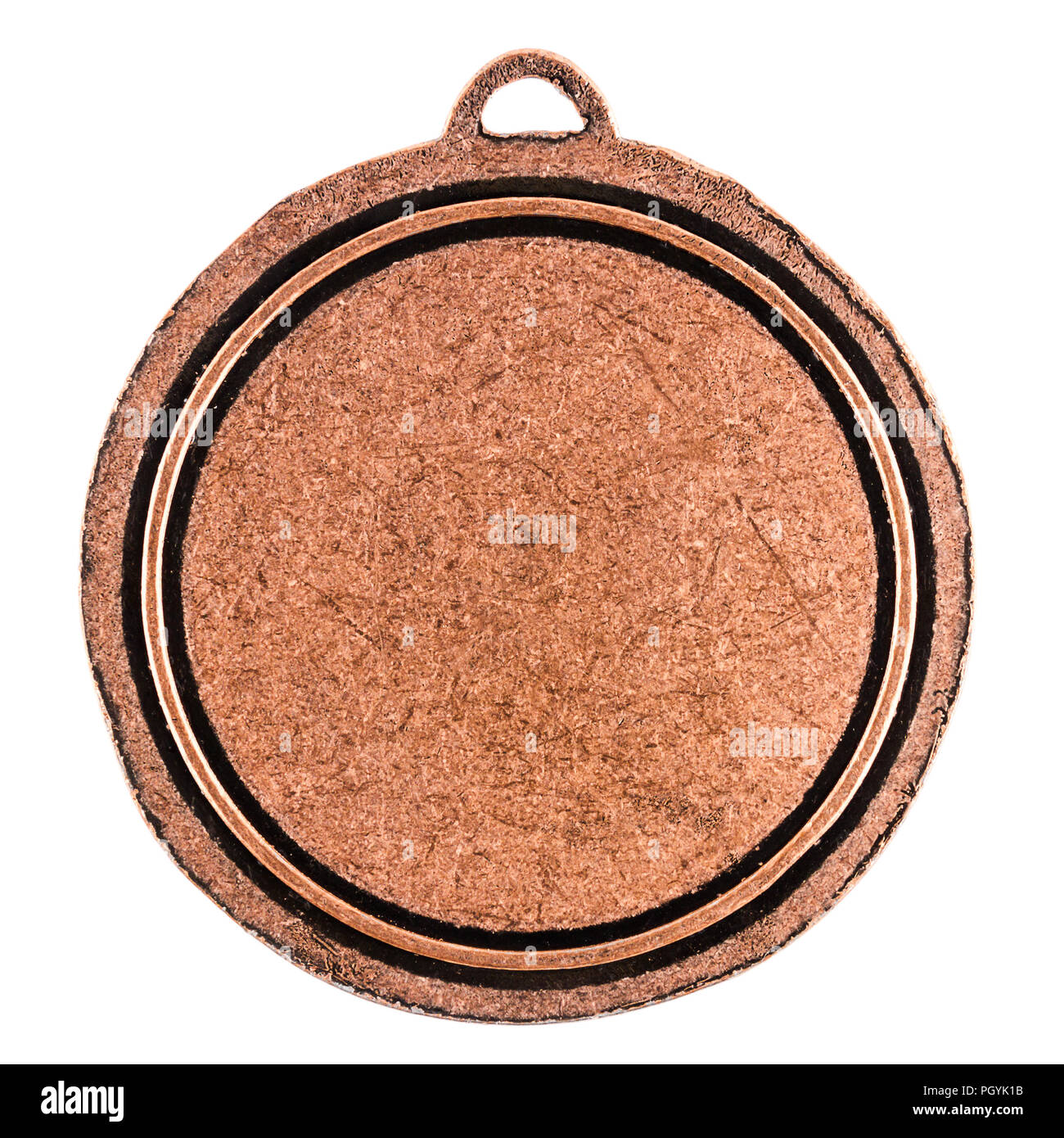 Blank bronze medal isolated on white background. Decorative bronze ...