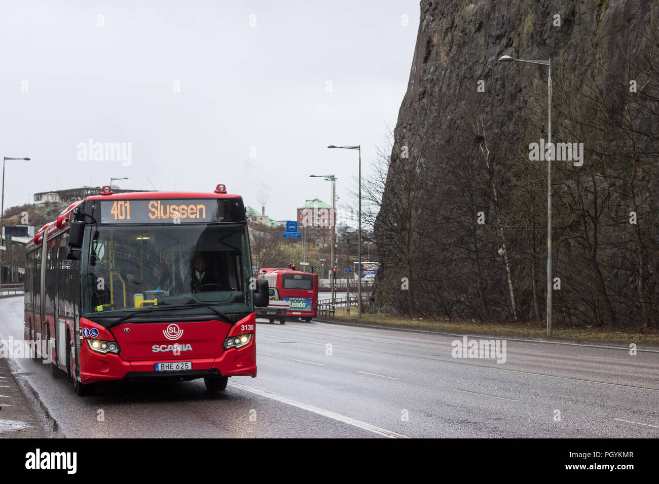 STOCKHOLM, SWEDEN - CIRCA MAR, 2017: Scania passenger bus is on city ...