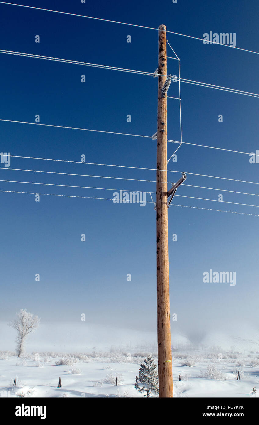Frozen electrification's lines Stock Photo - Alamy