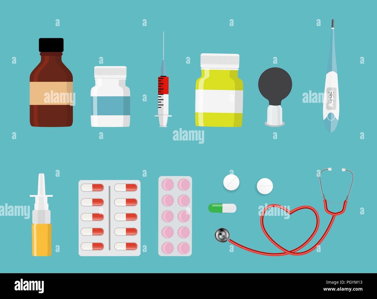 Colorful set of Health Medical Background. Vector Illustration Stock ...