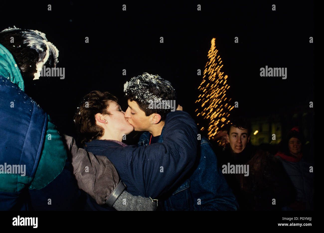 News Years eve Trafalgar Square London 1985 Stock Photo - Alamy
