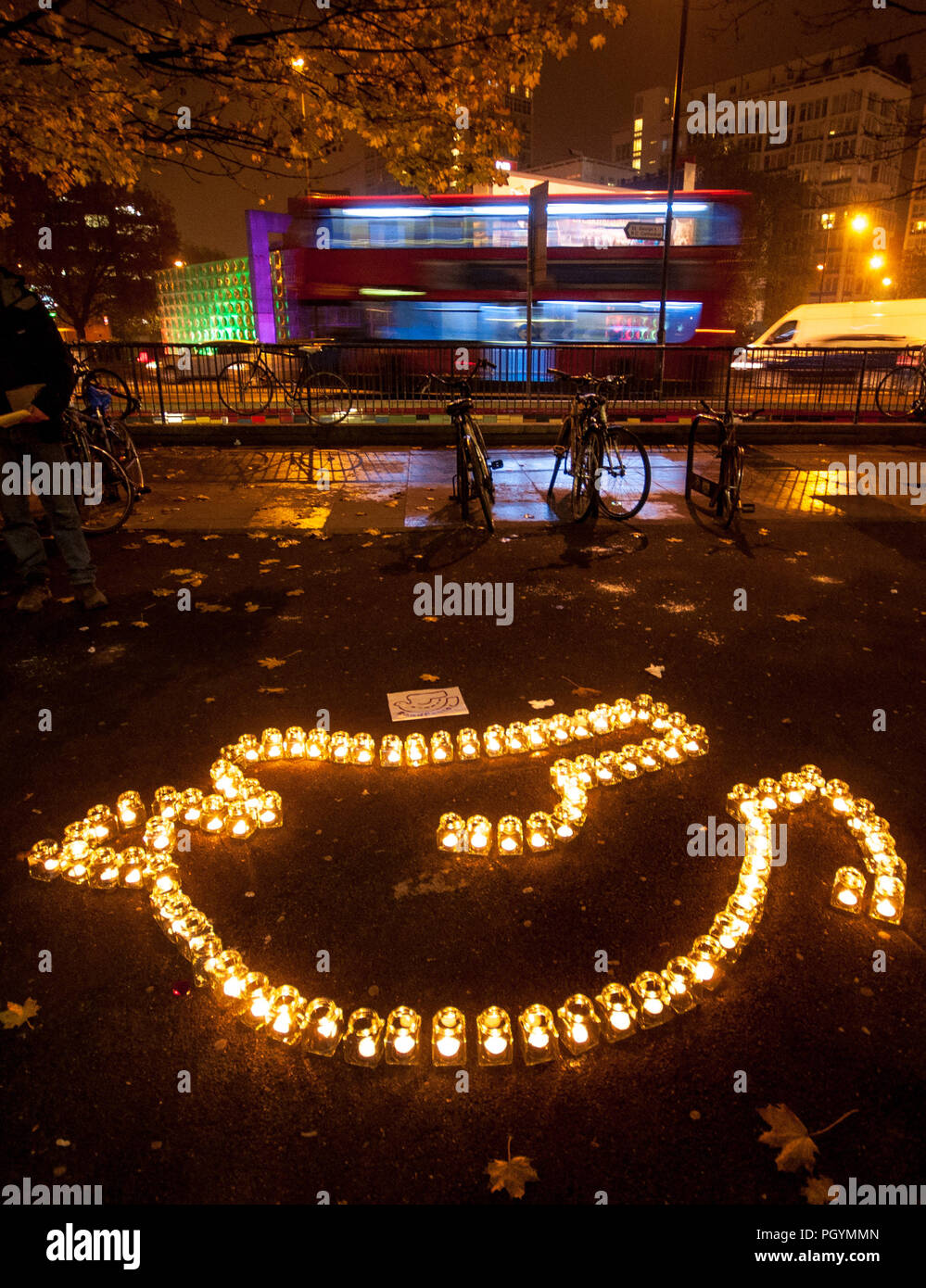 London, England, UK - November 16, 2012: Candles are arranged into the ...