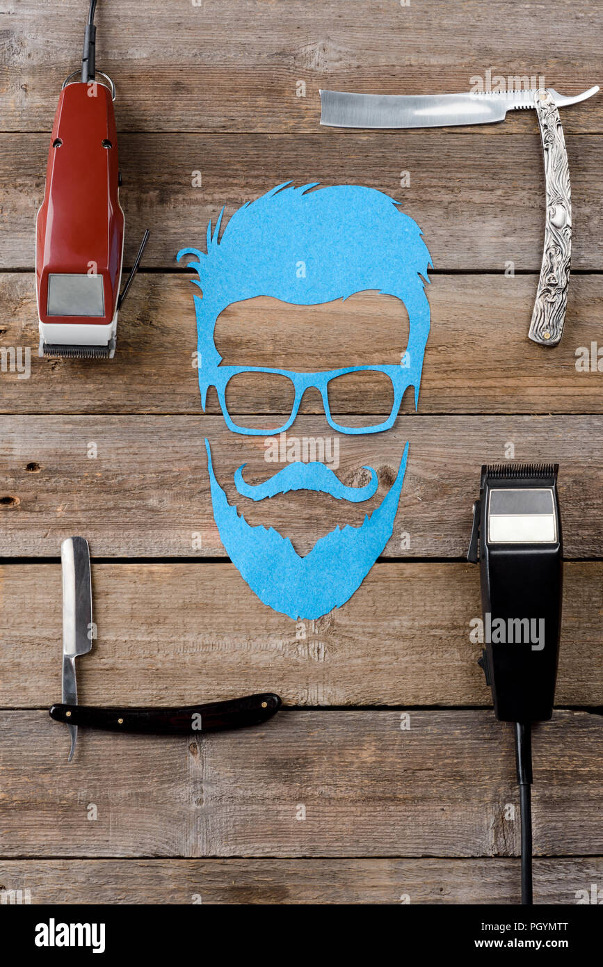 Male silhouette and straight razors Stock Photo - Alamy