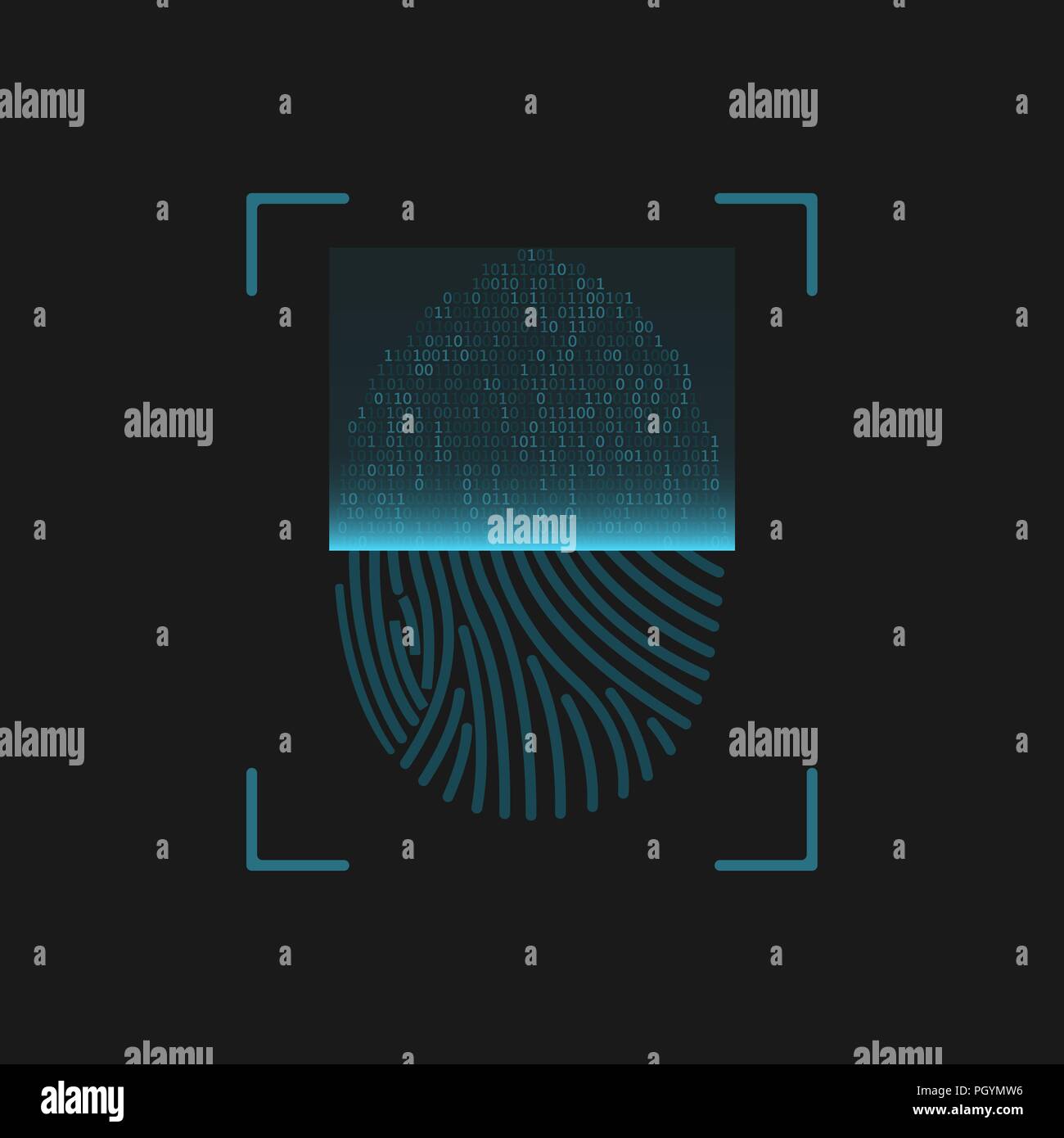 Blue Fingerprint scan icon for computer or other device security ...