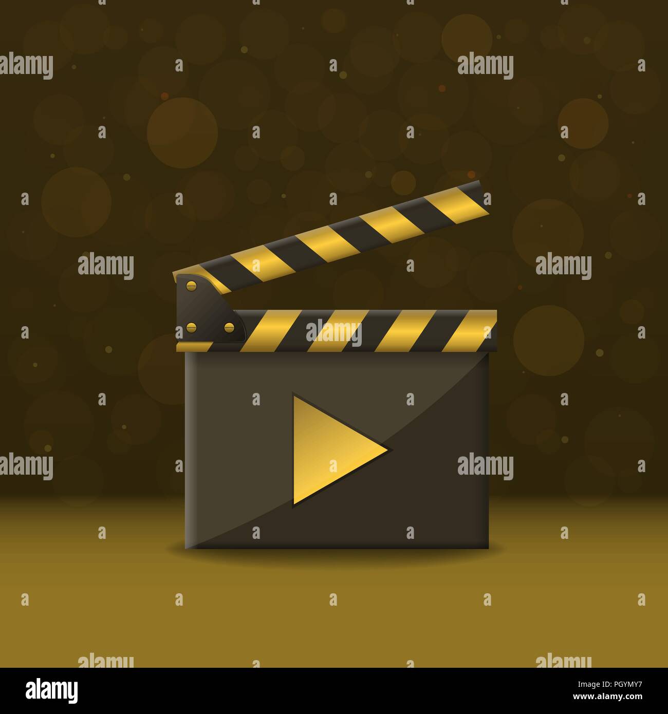 Golden Movie production clapper board. Film industry, Vector ...