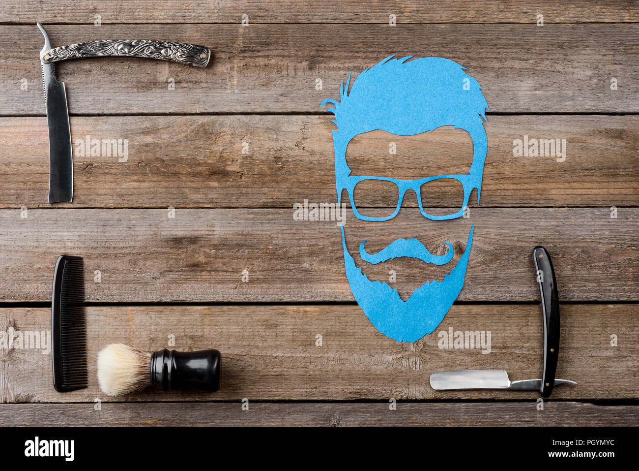 Man face silhouette and comb Stock Photo - Alamy