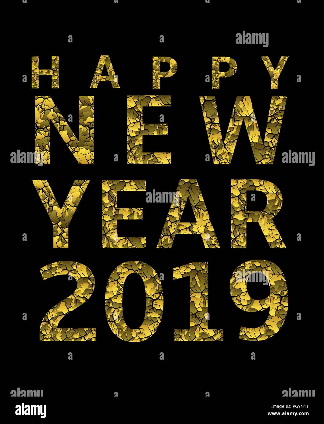 Golden 2019 Happy New Year text, Vector illustration Stock Vector Image ...