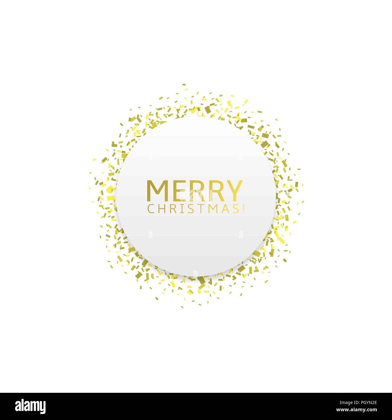 Merry Christmas. Paper label with flying confetti, Vector illustration ...