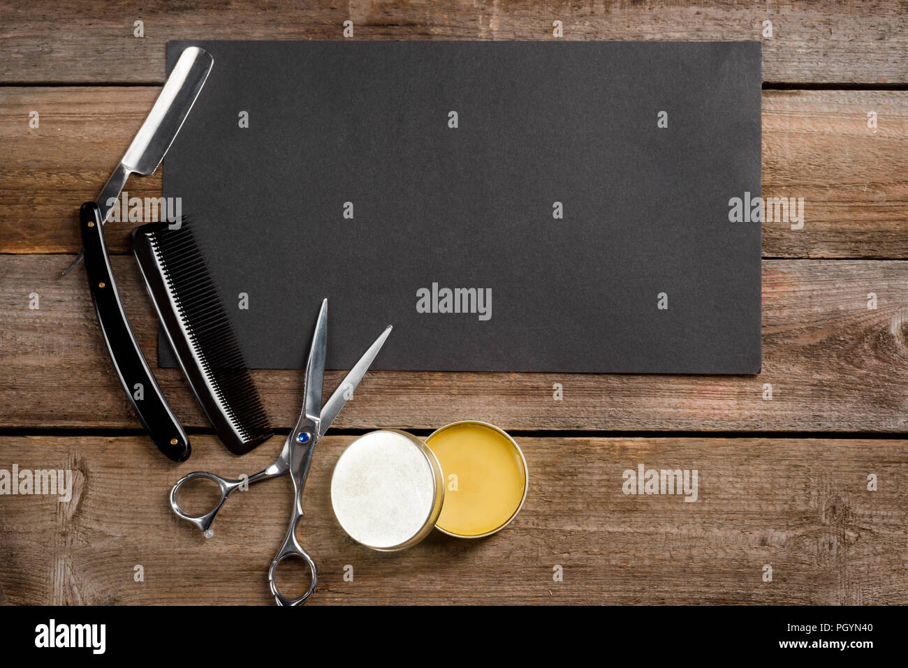 Wax and straight razor Stock Photo - Alamy