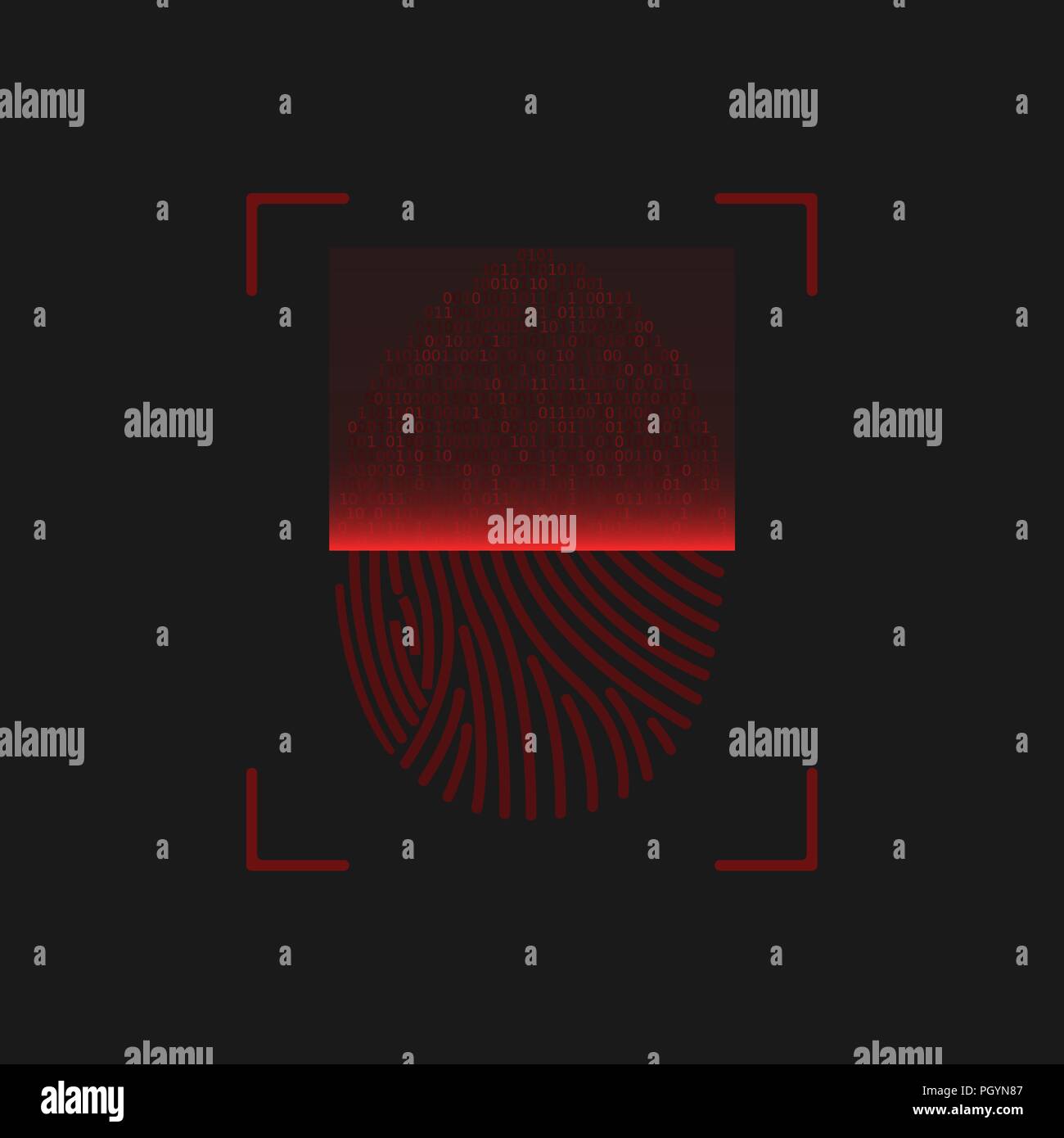 Red Fingerprint scan icon for computer or other device security. Vector ...