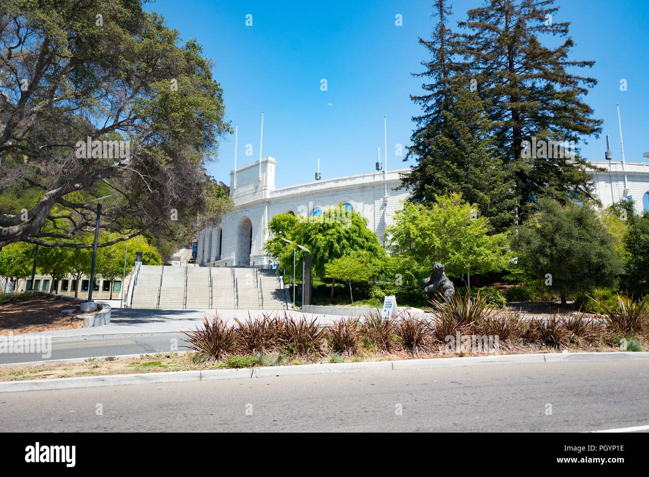 Iconic California Memorial Stadium among trees in the Berkeley Hills on ...
