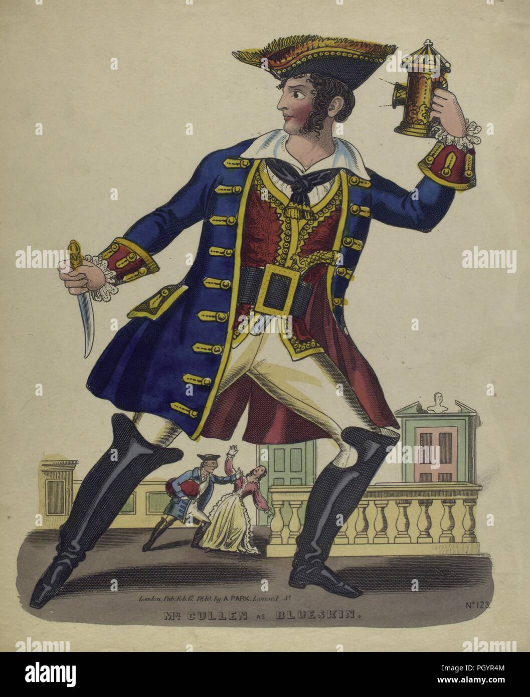 Lithograph of theatre portrait depicting the actor Mr Cullen as ...