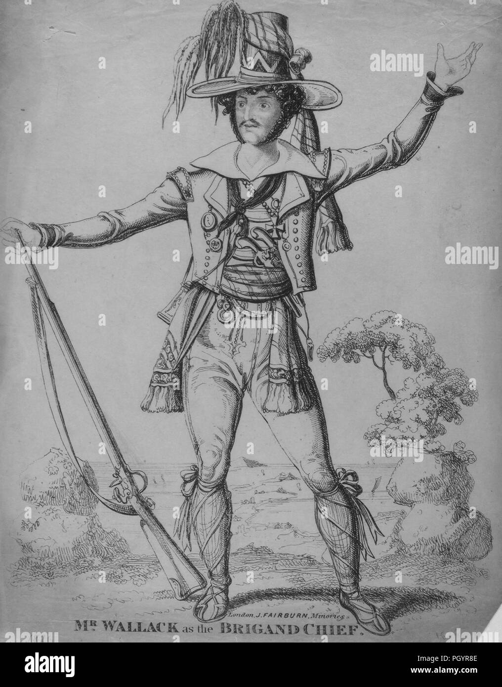 Theatre portrait of the actor Mr Wallack as the Brigand Chief, 1826 ...