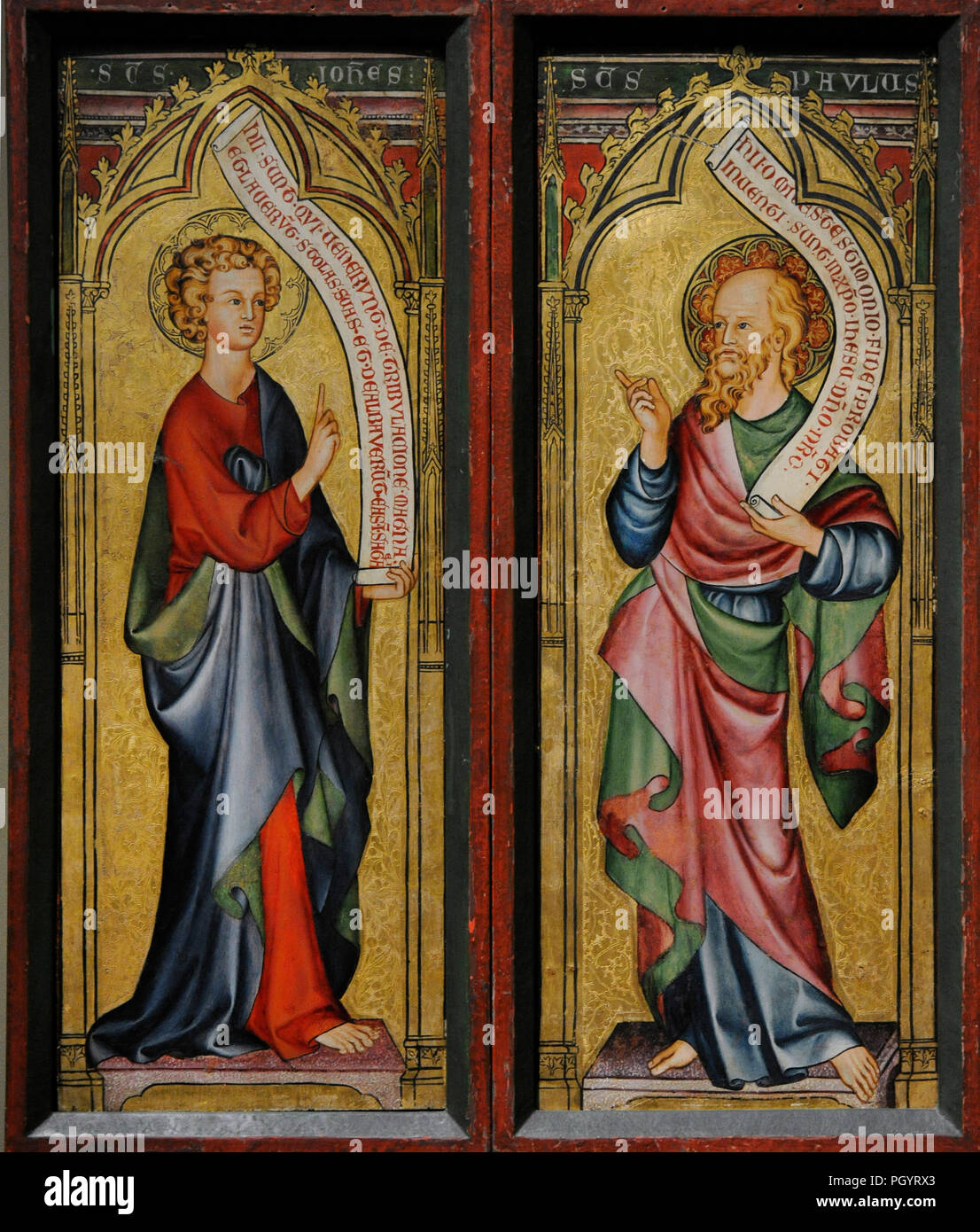 Cologne, ca.1300. Saint John the Evangelist and Saint Paul. Two wings ...