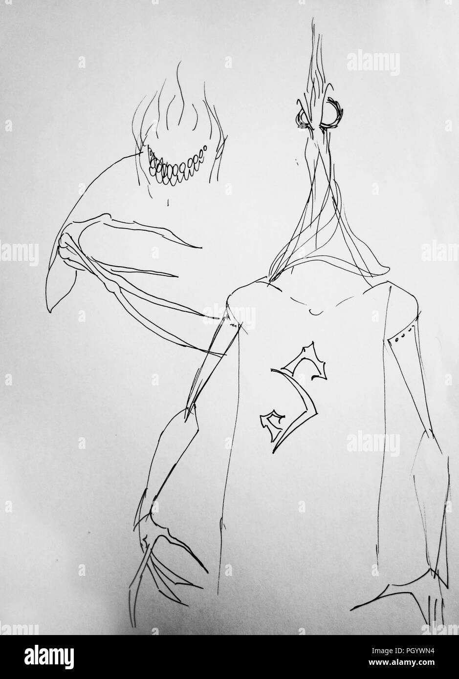 Frankenstein monster drawing Black and White Stock Photos & Images - Alamy