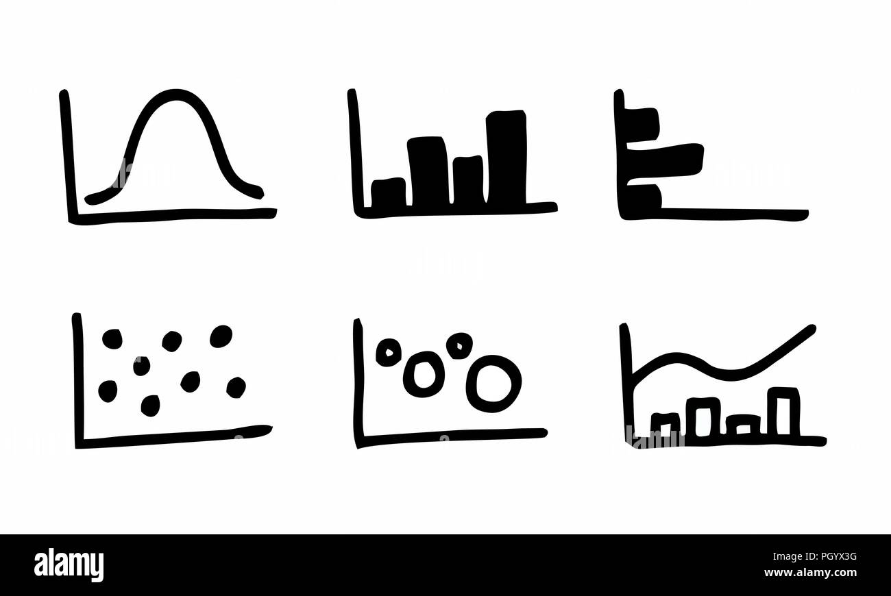 Hand drawn style illustration of charts on white background Stock ...