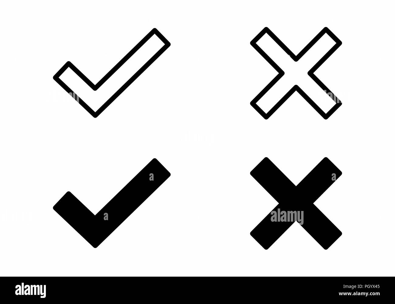 Icons of check and error isolated on the white background Stock Vector ...