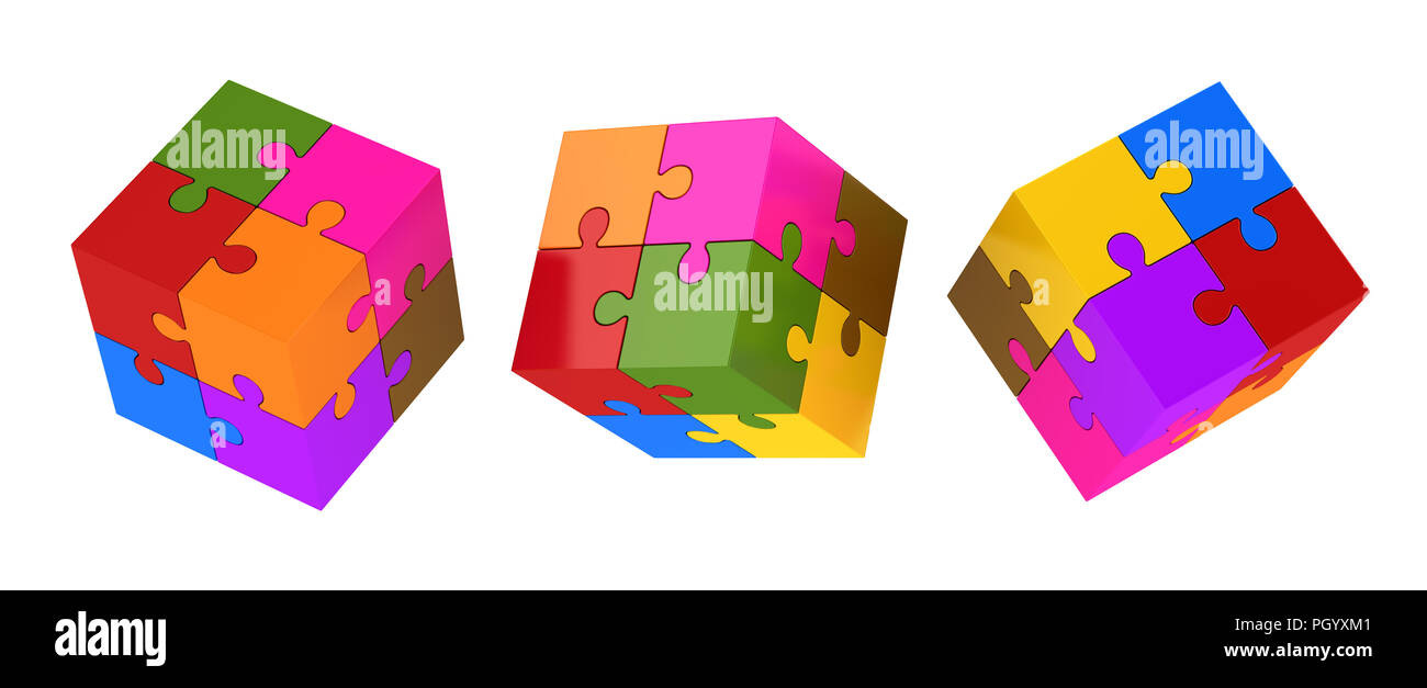 Colorful Puzzle Cubes , This is a 3d rendered computer generated image ...