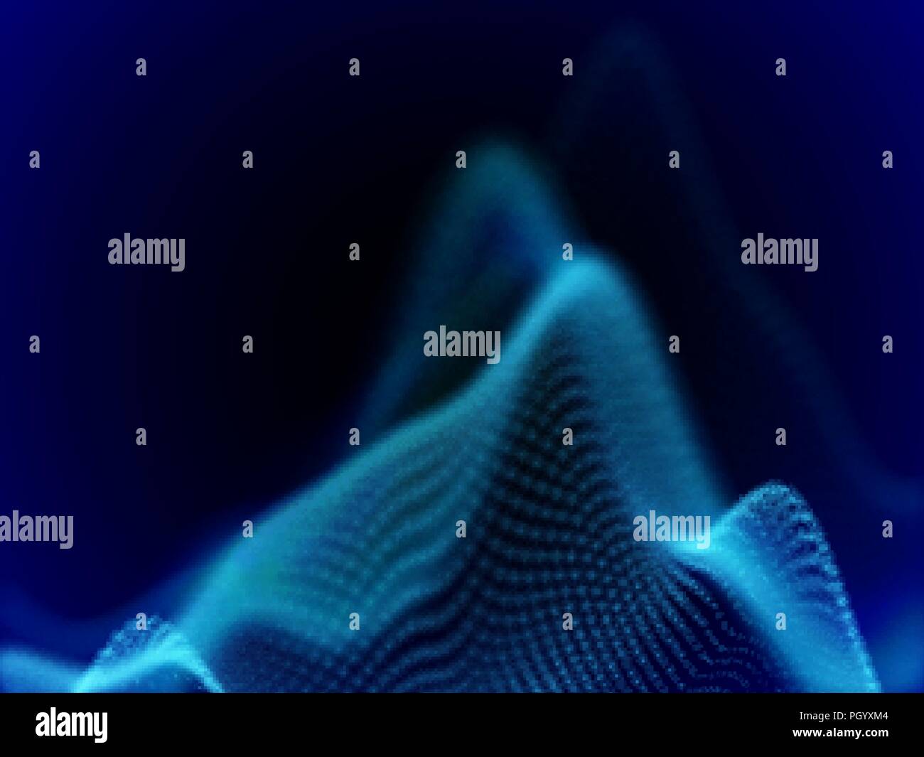 Digital landscape with flowing dots. 3D particle sound waves Stock ...