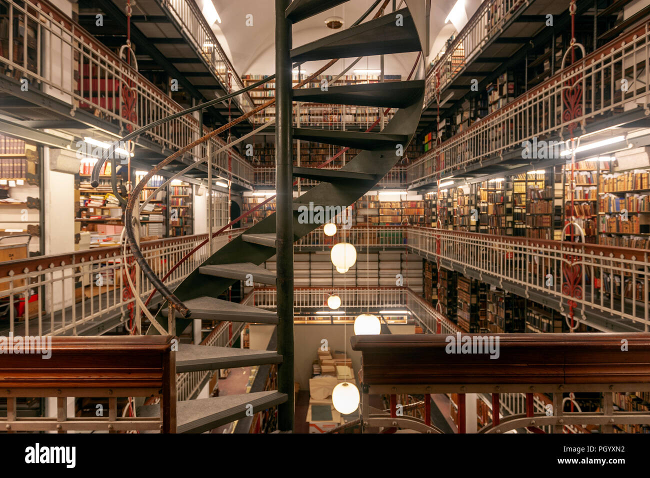 Spiral Staircase and books shelf in the in the Royal Danish Library The ...