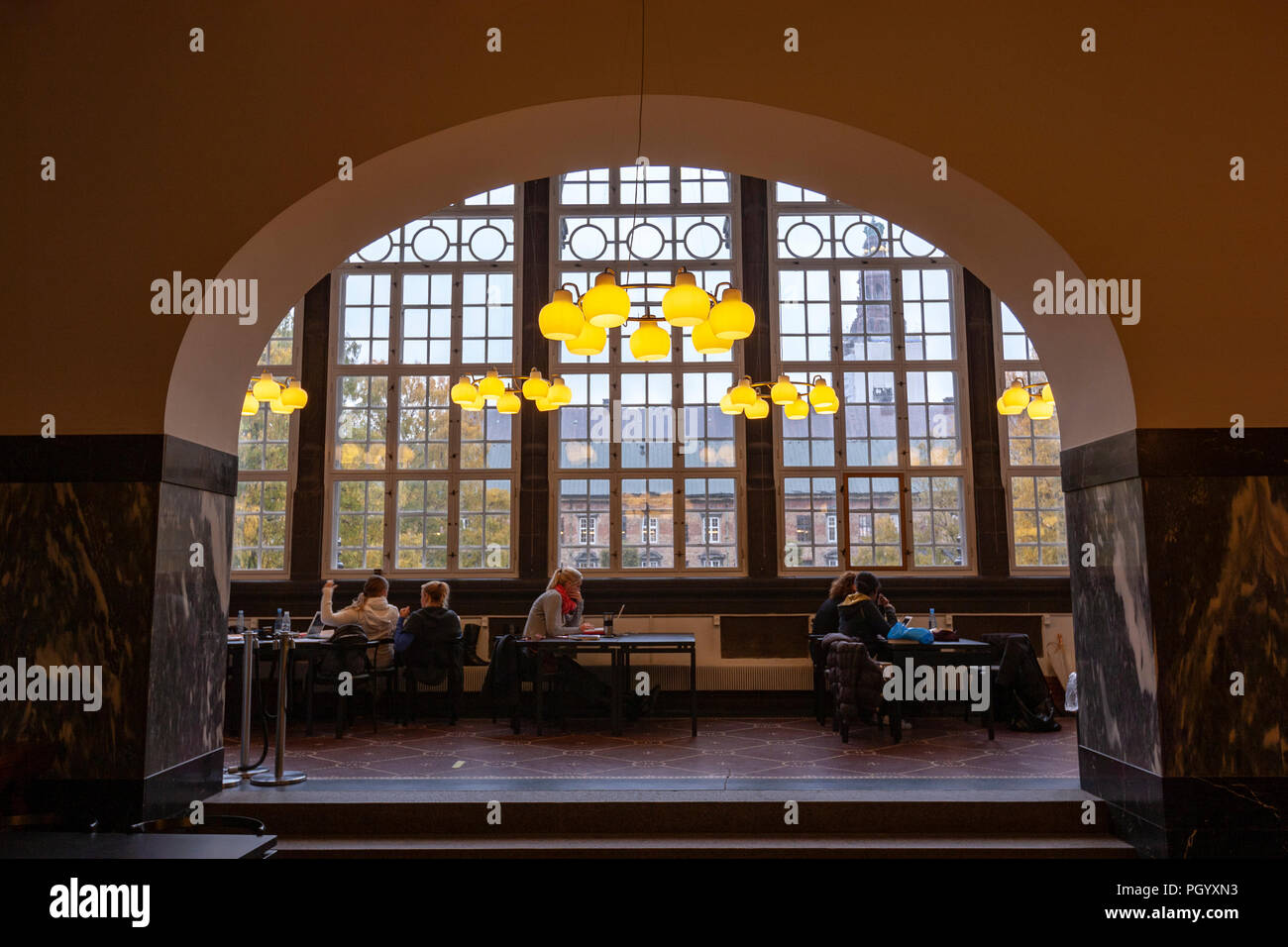 Studying in the cafeteria of the Royal Danish Library The old building ...