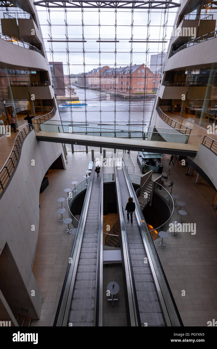 View over the harbour from the atrium, Royal Danish Library, The Black ...