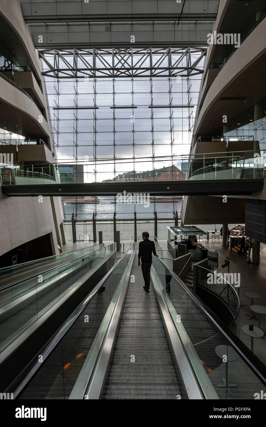 View over the harbour from the atrium, Royal Danish Library, The Black ...
