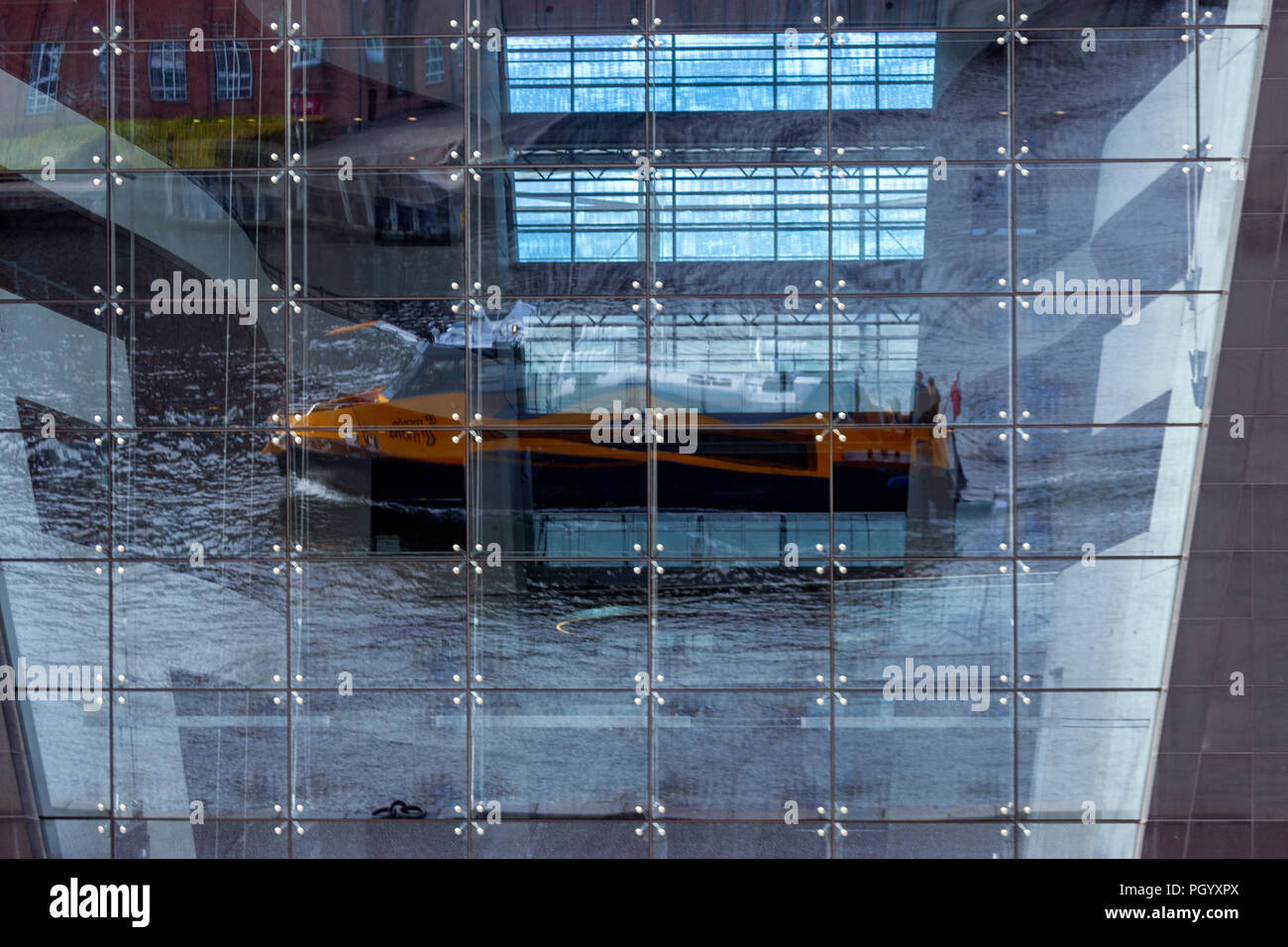 Bus boat reflections from the Royal Danish Library, The Black Diamond ...