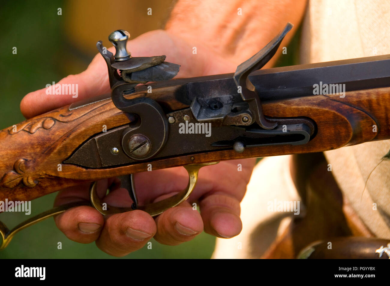 History reenactor gun, Travelers Rest State Park, Lewis and Clark ...