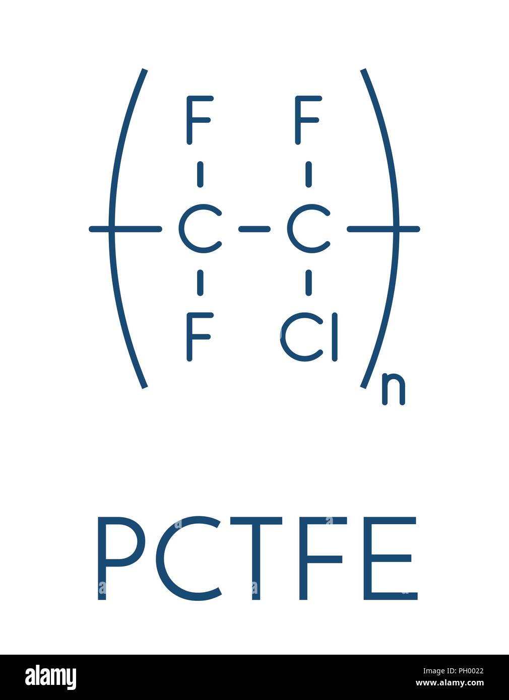 Polychlorotrifluoroethylene (PCTFE) polymer, chemical structure ...
