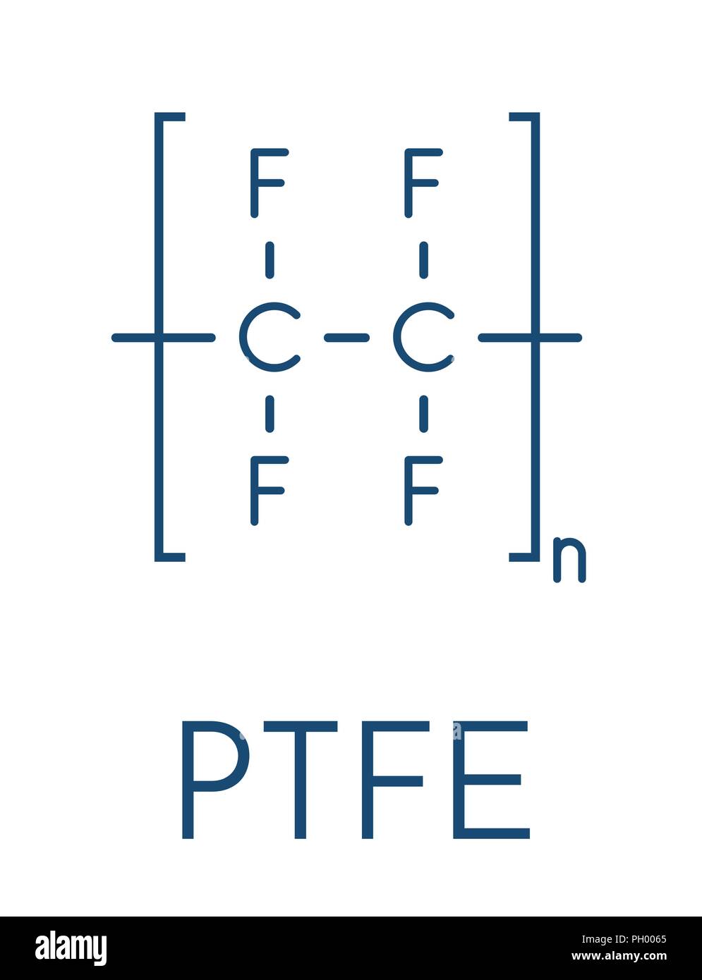 Polytetrafluoroethylene (PTFE) polymer, chemical structure. Used as ...