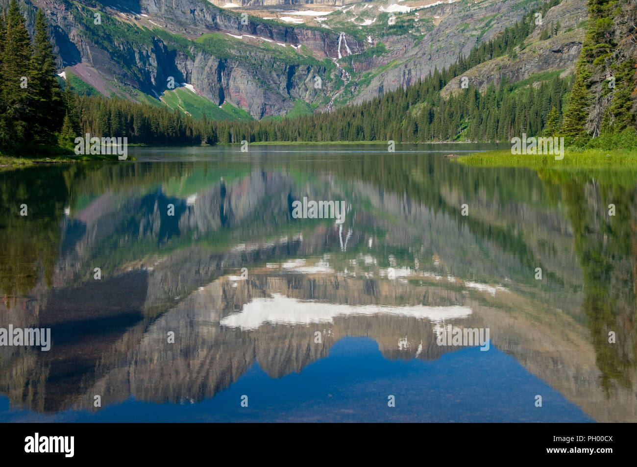 Lake Josephine with Garden Wall reflection, Glacier National Park ...