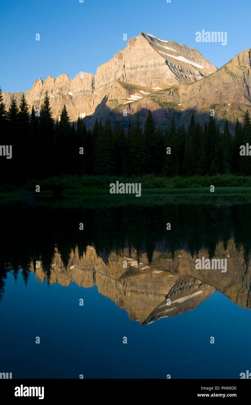 Lake Josephine to Mt Gould reflection, Glacier National Park, Montana ...