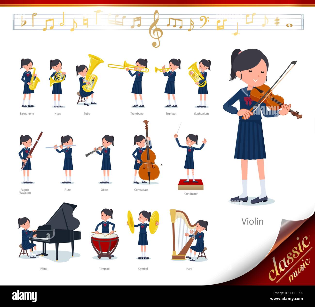 A set of school girl on classical music performances.There are actions ...