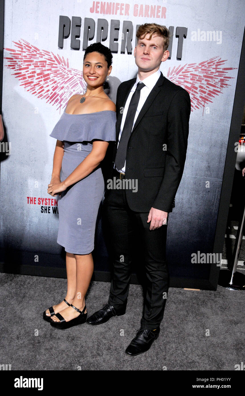 Los Angeles, USA. 28th Aug 2018. Actor Caspar Brun (R) and guest attend ...