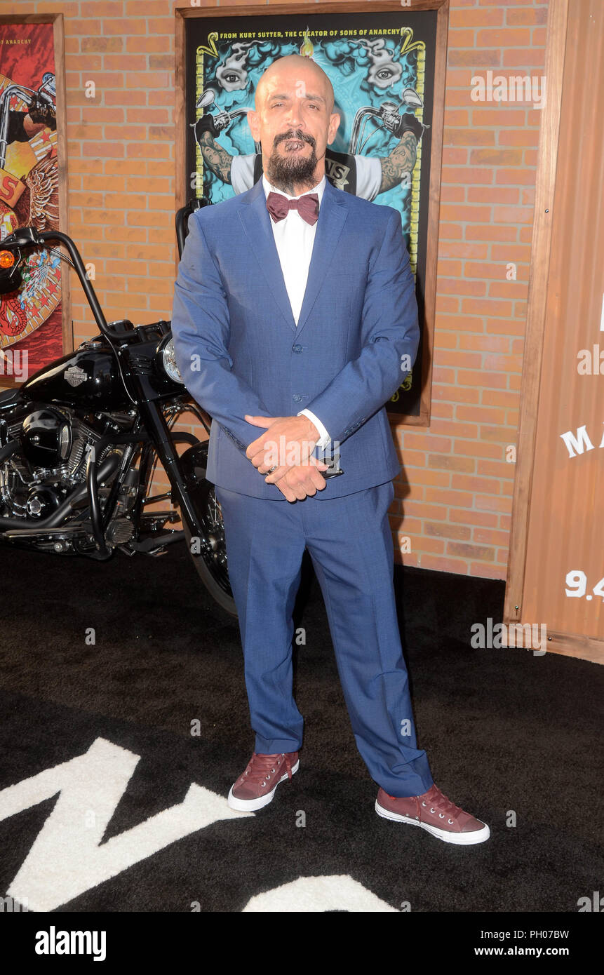 Hollywood, Ca. 28th Aug, 2018. Joseph Lucero at the Mayans M.C. red ...