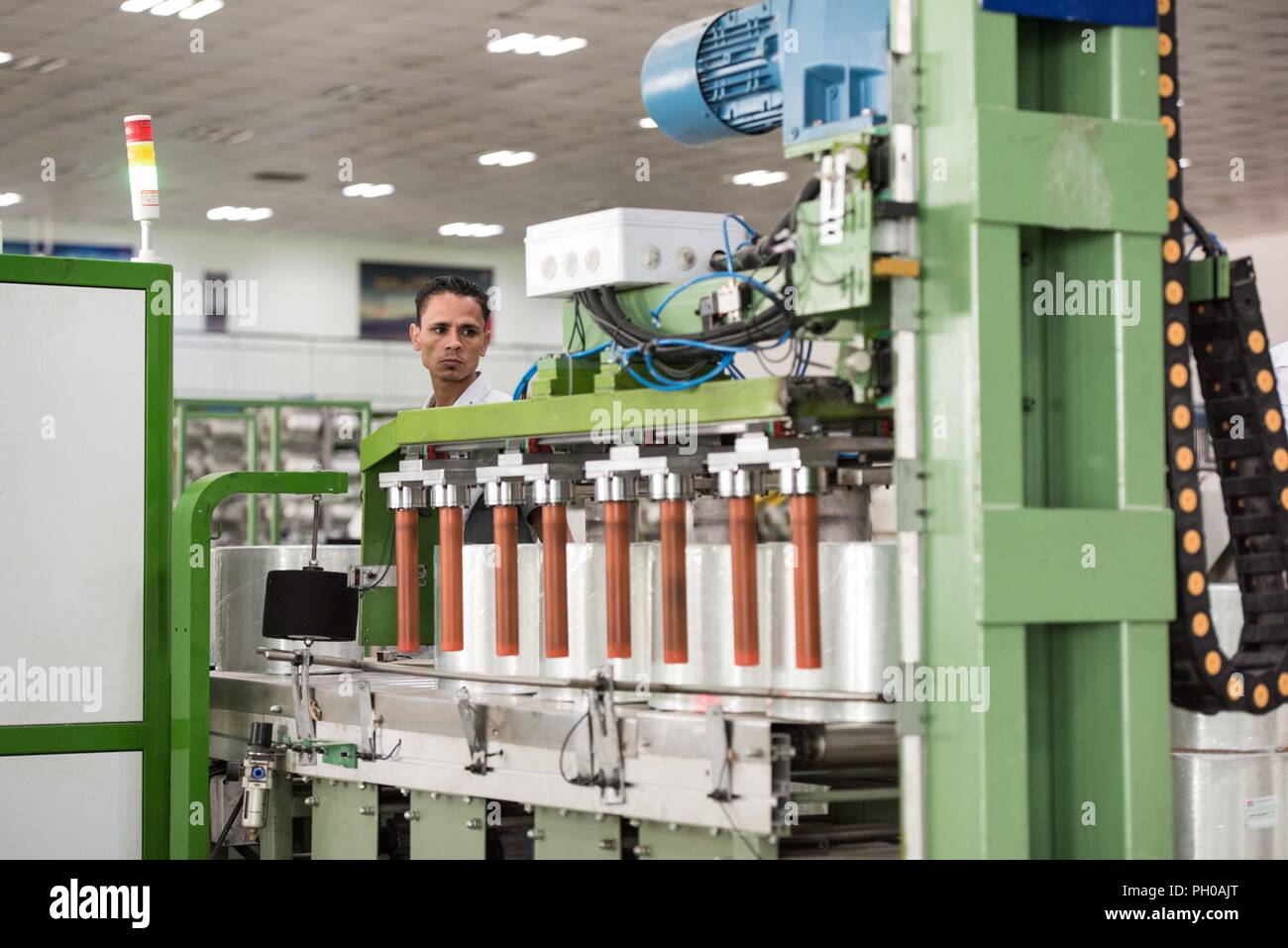 Ain Sokhna(Egypt. 29th Aug, 2018. An Egyptian worker is seen at the ...