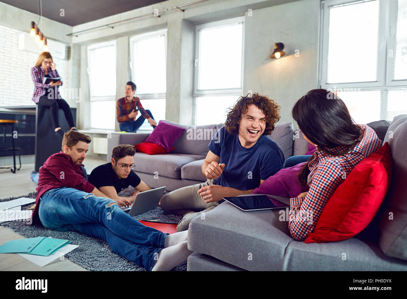 Young people communicate in hi-res stock photography and images - Alamy