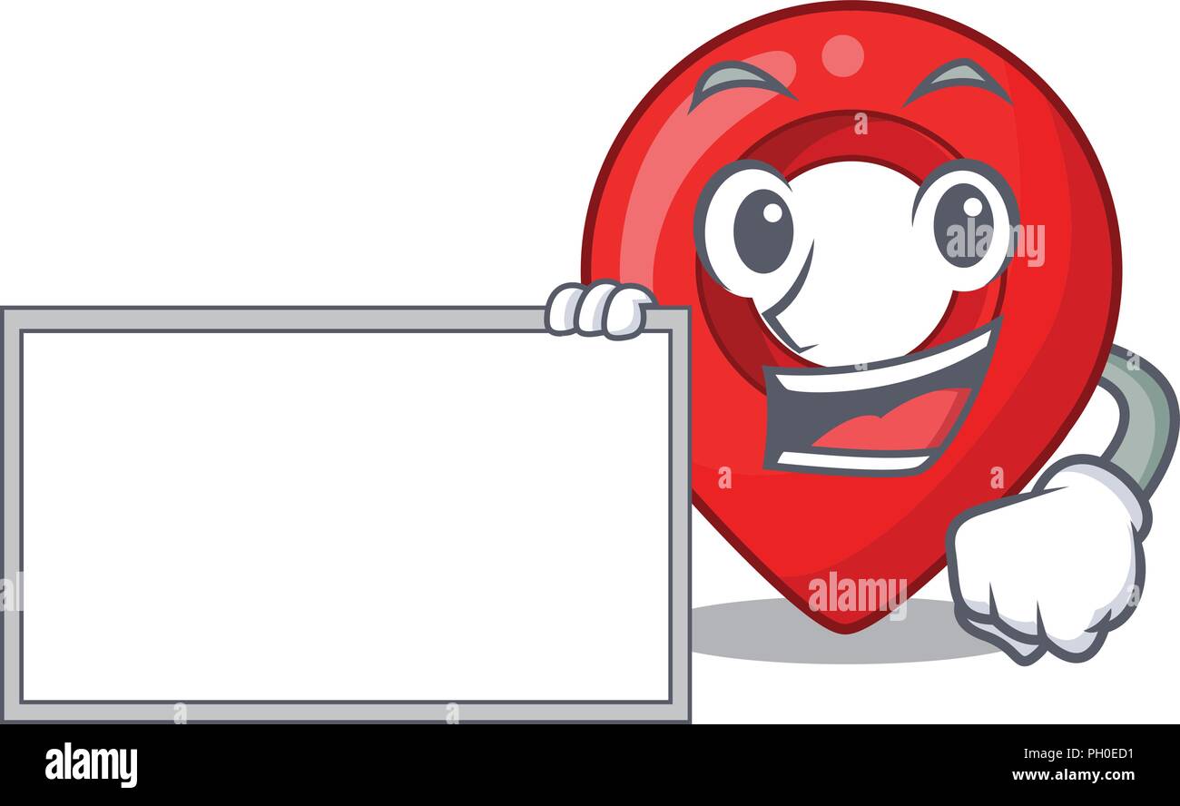 With board GPS navigation pin on character cartoon vector illustration ...