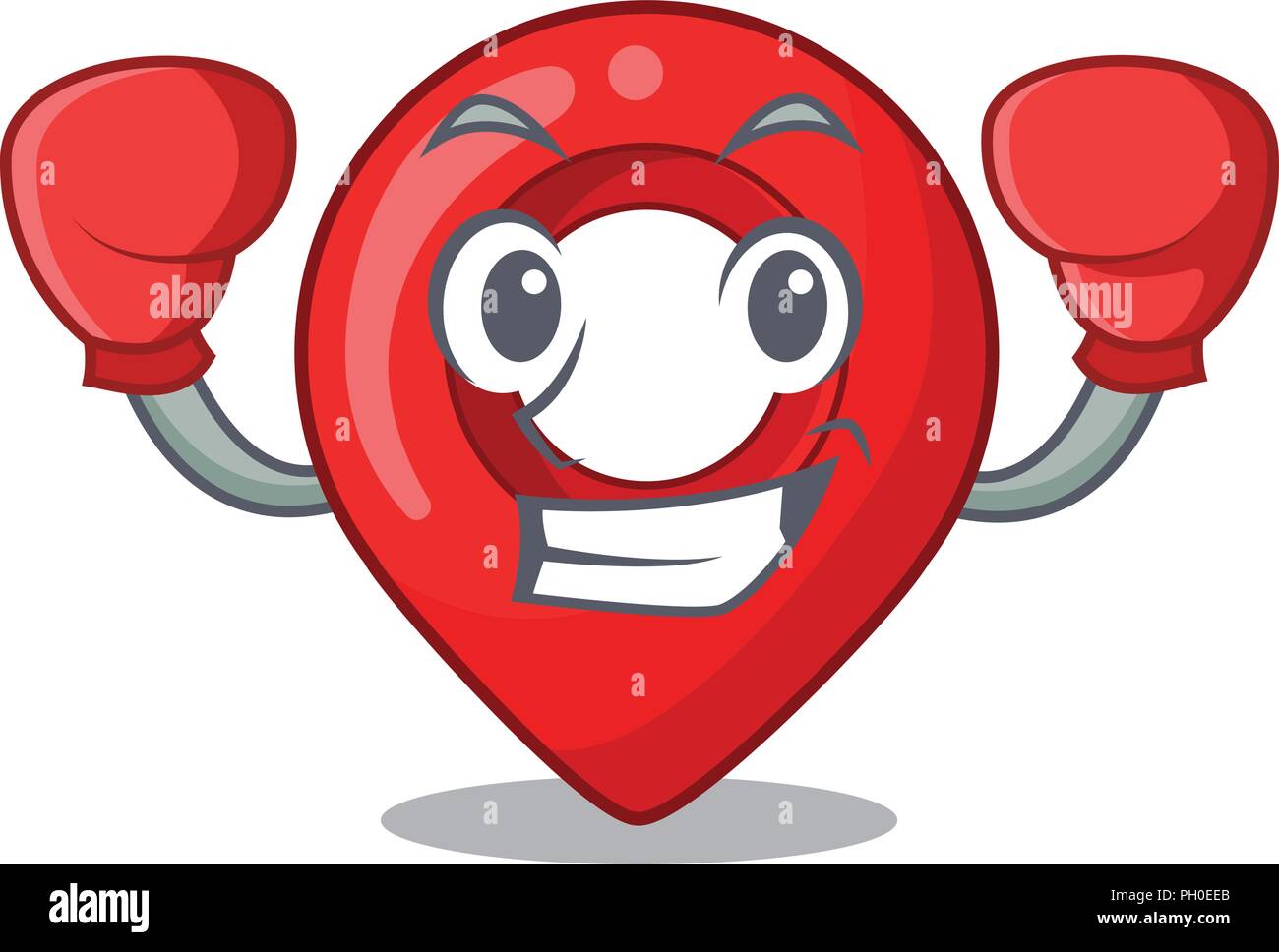 Boxing GPS navigation pin on character cartoon vector illustration ...