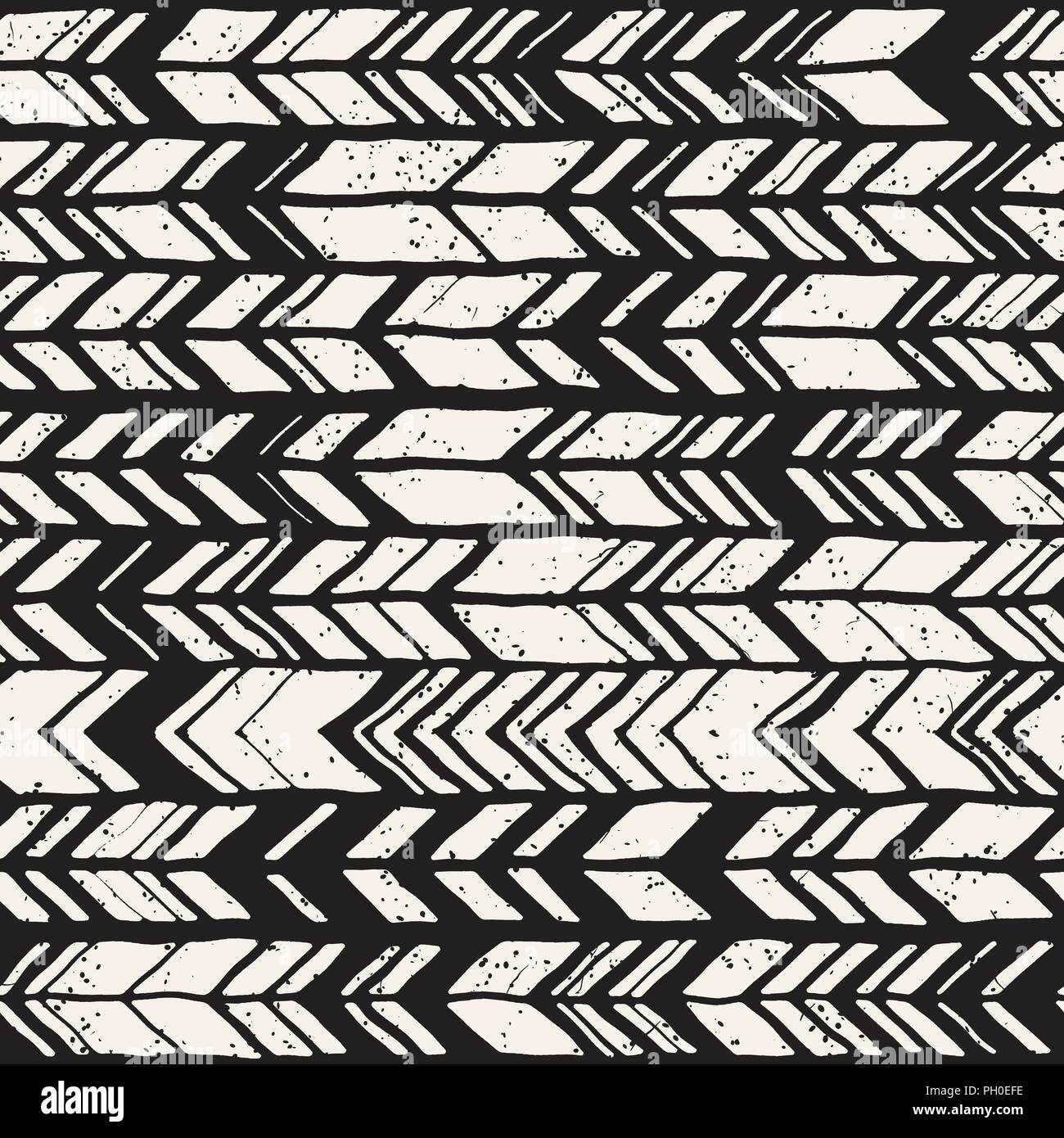 Seamless hand drawn style chevron pattern in black and white. Abstract ...