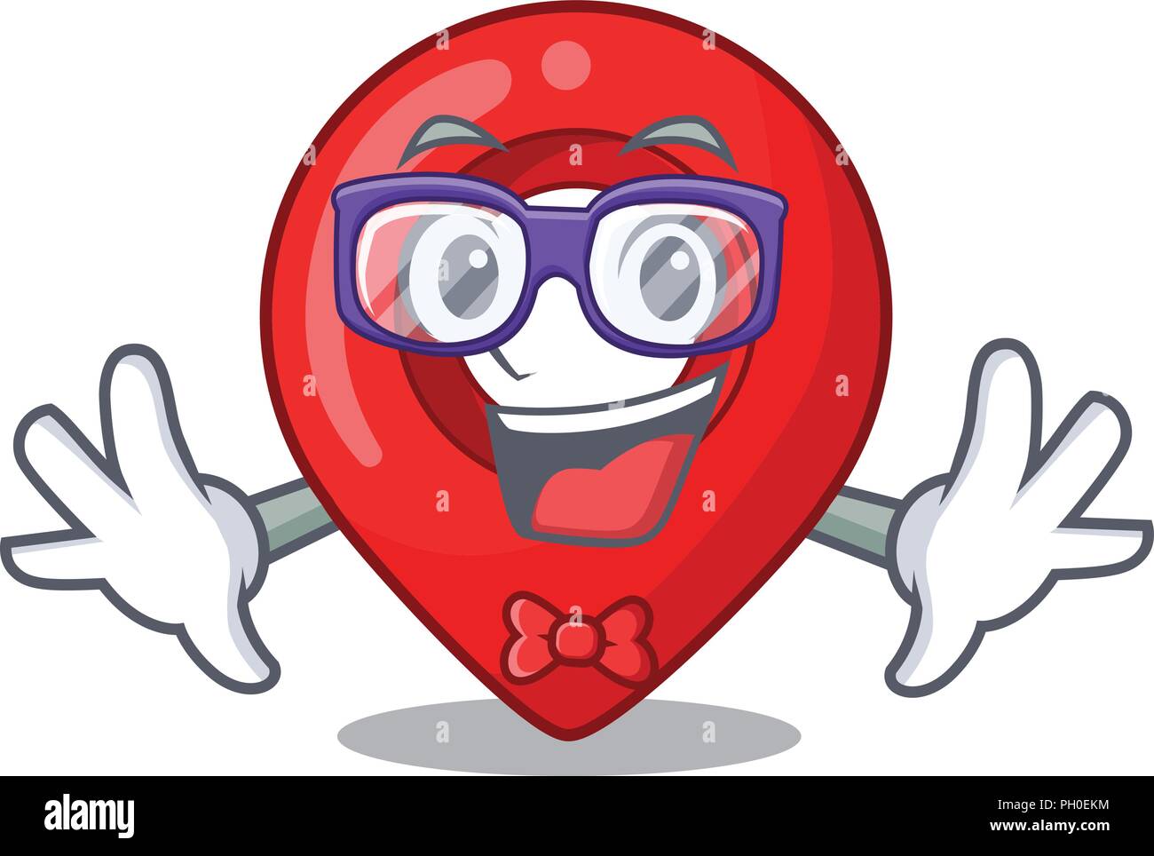 Geek navigation pin location map character cartoon vector illustration ...