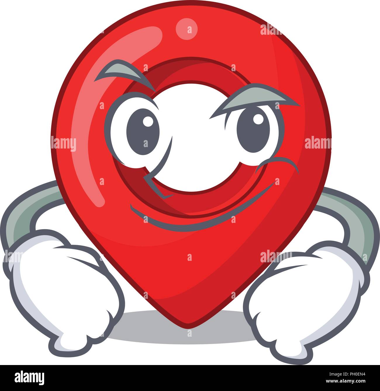 Smirking navigation pin location map character cartoon vector ...