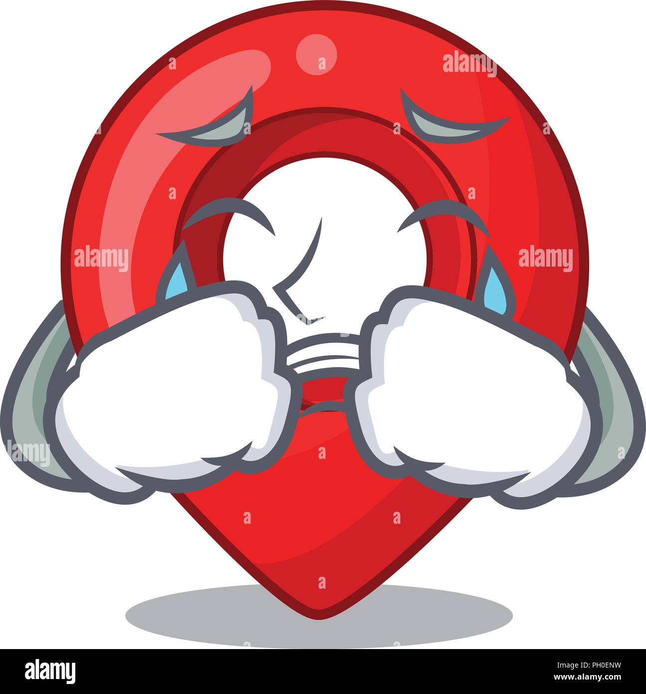 Crying map pointer navigation pin mascot cartoon vector illustration ...