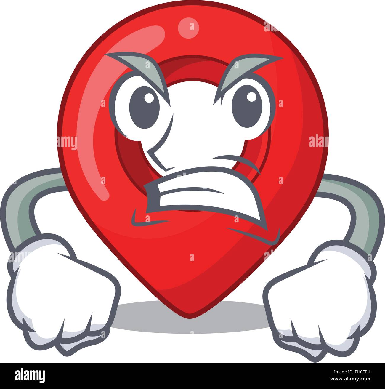 Angry map pointer navigation pin mascot cartoon vector illustration ...