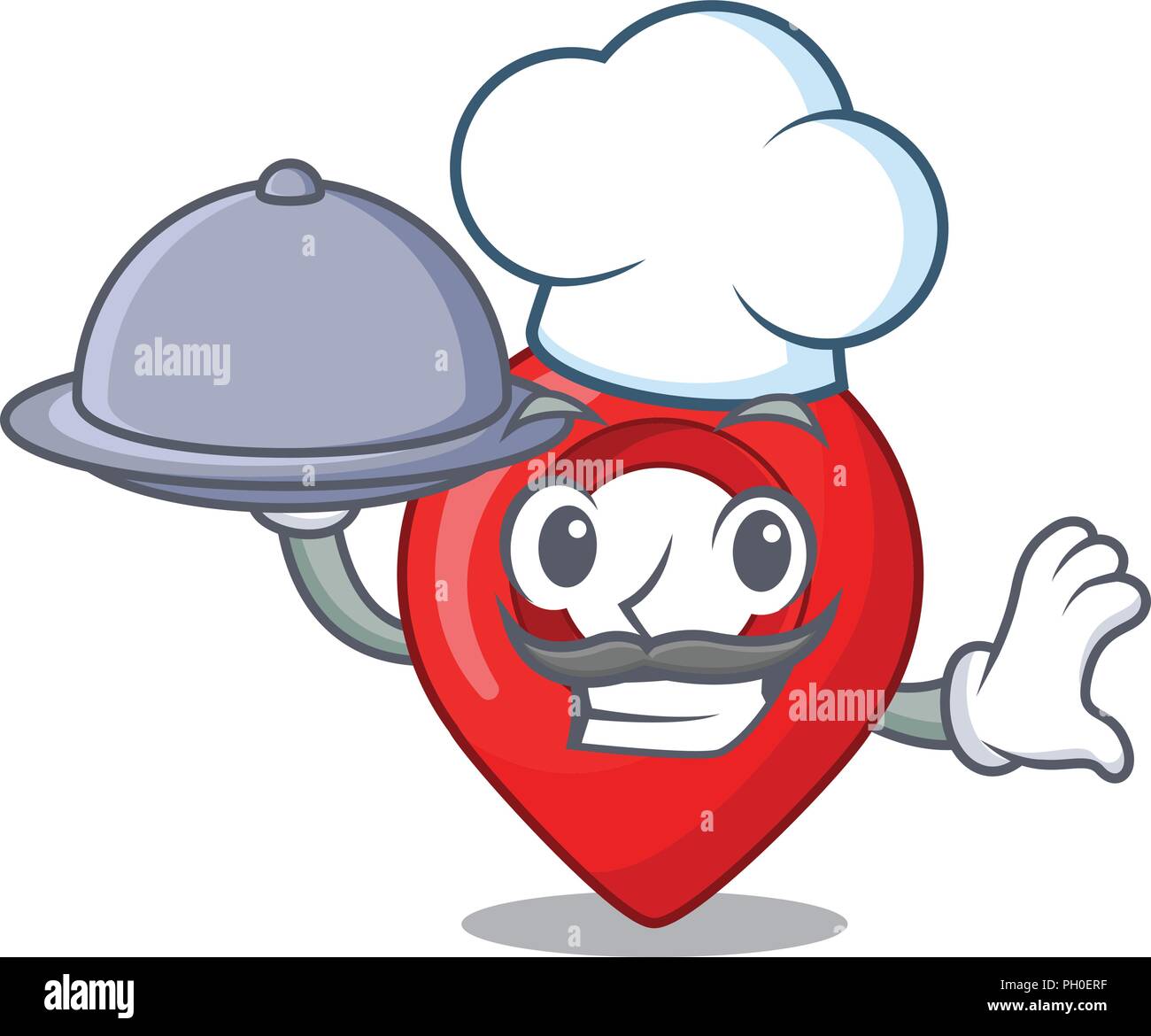 Chef with food map pointer navigation pin mascot cartoon Stock Vector ...